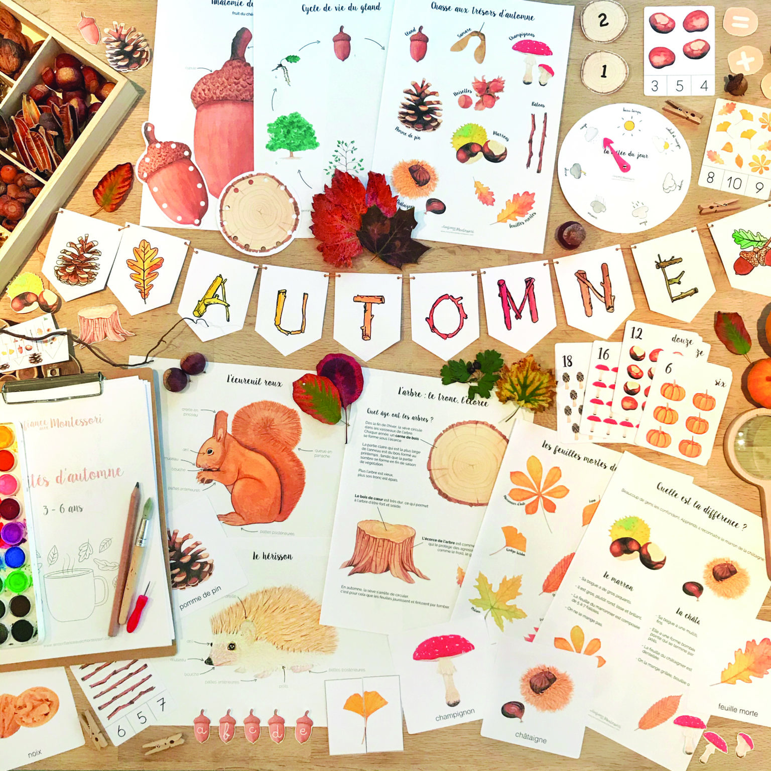 Pack complet d'inspiration Montessori sur le thème de l'automne