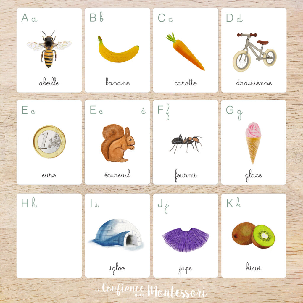 Cartes abécédaire image son pour les enfants de 2 à 6 ans.